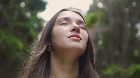 Woman Closed Eyes Low Angle Shot Stock Footage Video (100% Royalty-free ...