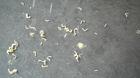 Block Asian Ramen Instant Noodles Dropping Stock Footage Video (100% ...