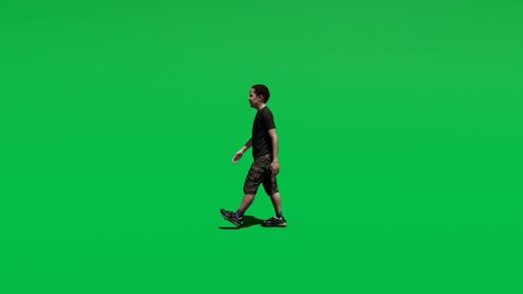 Happy Boy Walking Green Screen 3d Stock Footage Video (100% Royalty ...
