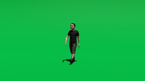 Happy Boy Walking Green Screen 3d Stock Footage Video (100% Royalty ...