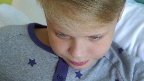 Closeup Portrait Happy Handsome White Kid Stock Footage Video (100% ...