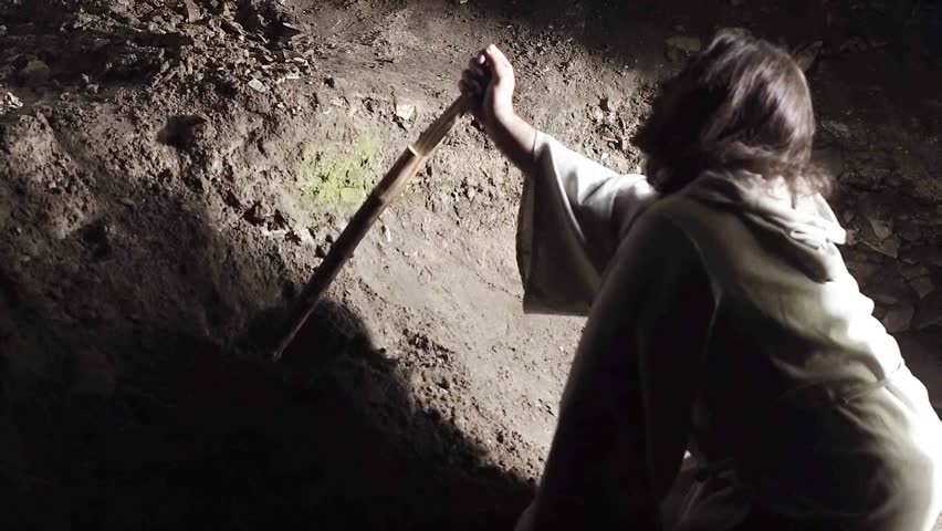 man like jesus christ digging hole Stock Footage Video (100% Royalty ...