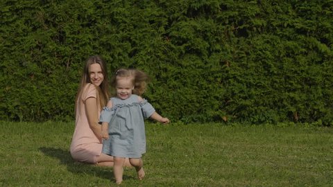 Baby Girl Running Away Mom Smiling Stock Footage Video (100% Royalty ...