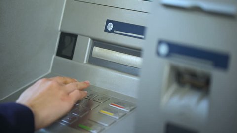 Woman Using Atm Holding Wallet Pressing Stock Photo 784244164 | Shutterstock