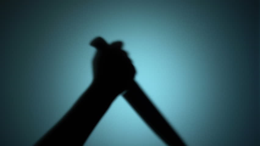 silhouette killer stabbing victim butcher knife Stock Footage Video ...