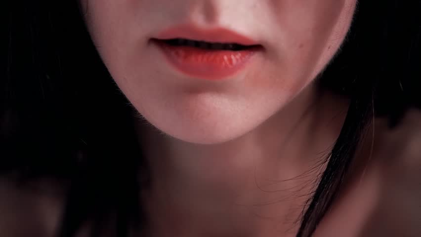 4k close-up tear-stained female lips brunette Stock Footage Video (100% ...