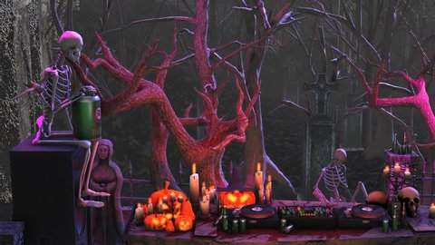 Seamless Animation Dj Booth Drunk Skeletons Stock Footage Video (100% ...