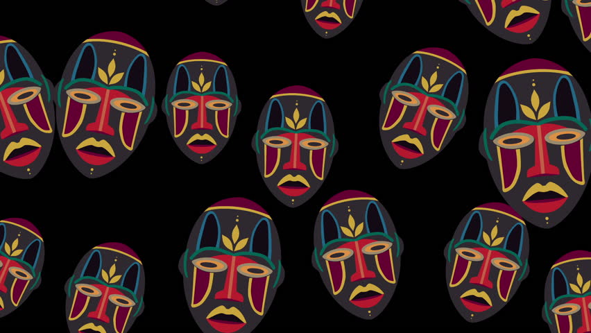 Animated African Masks Pattern Loop Stock Footage Video (100% Royalty ...