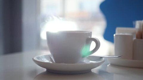 Closeup Steaming Hot Coffee Tea Cup Stock Footage Video (100% Royalty ...