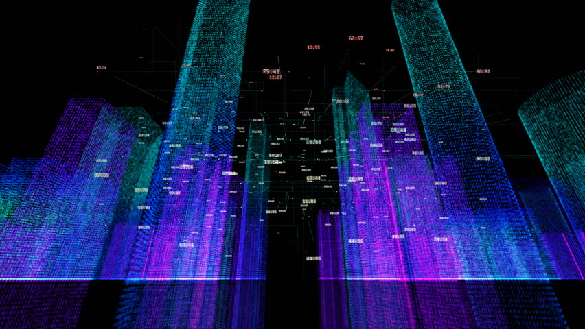 4k Big Data Digital Cityflying Through Stock Footage Video (100% ...