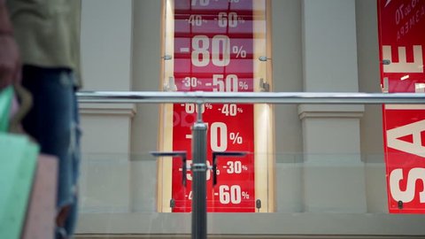Lockdown Shopping Mall Discount Advertisement Window Stock Footage ...