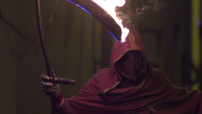 Grim Reaper Hood with Fire Stock Footage Video (100% Royalty-free ...