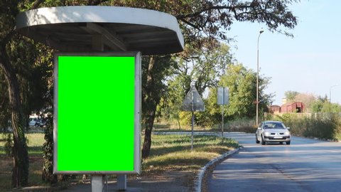 Green Screen On Side Bus Stop Stock Footage Video (100% Royalty-free ...