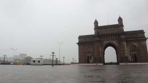 Rain Pouring Gateway India Mumbai Stock Footage Video (100% Royalty ...
