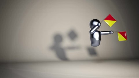 3d Character Using Semaphore Signals Animated Stock Footage Video (100% ...
