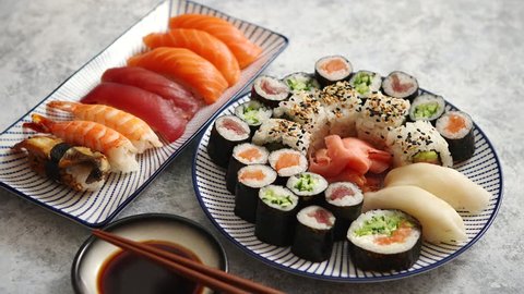 Mix Japanese Food On Restaurant Table Stock Photo (Edit Now) 1021239544