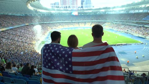 Football Fans American Flag Jumping Stadium Stock Photo 1294695694 ...