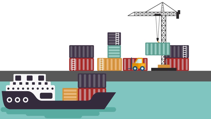 Cartoon Animated Harbor Including Ship Cargo Stock Footage Video (100% ...