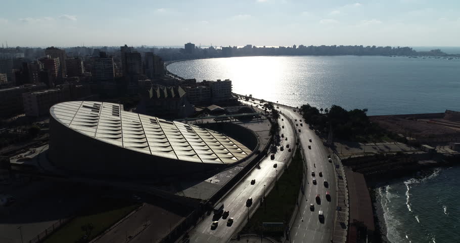 aerial drone shot over egypt alexandria Stock Footage Video (100% ...