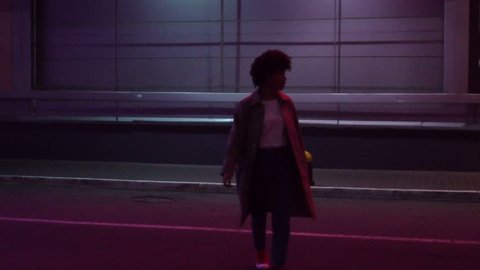 Frightened Girl Crossing Road Nervously Looking Stock Footage Video ...