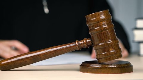 Judge Reading Signing Papers Courtroom Legal Stock Footage Video (100% ...