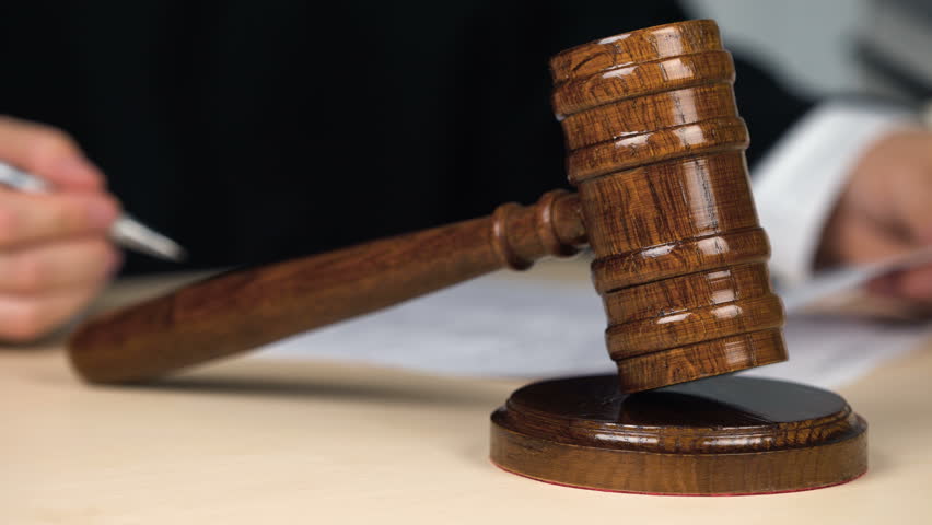 Judge Striking Gavel Three Times Beginning Stock Footage Video (100% ...