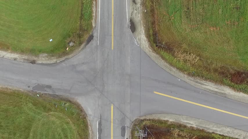 bird's eye view four-way intersection Stock Footage Video (100% Royalty ...