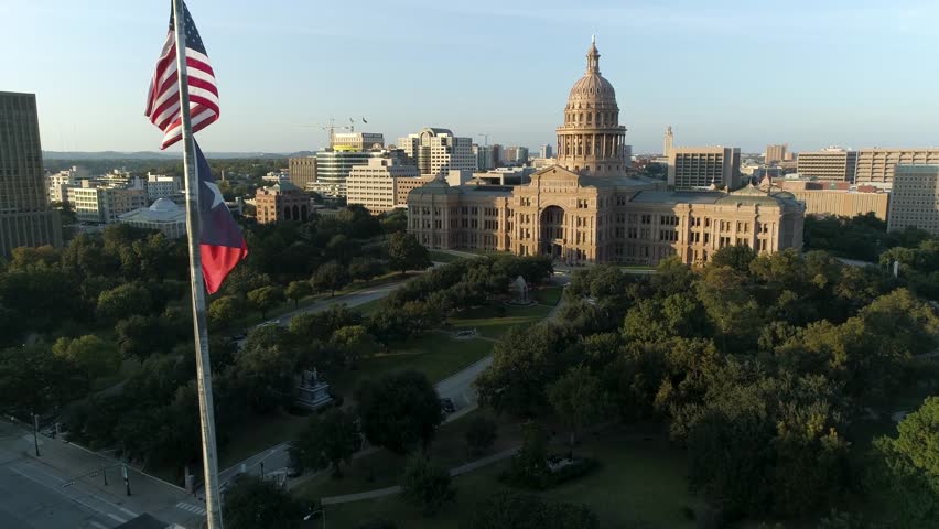 aerial tilt texas capitol building sunset Stock Footage Video (100% ...