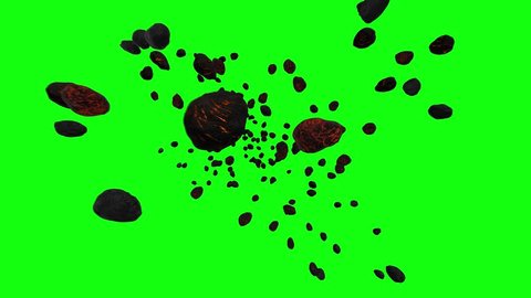 Isolated Asteroid Meteorites On Green Screen Stock Footage Video (100% ...