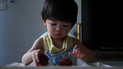 Cute Child Eating Rambutan Fruit Stock Footage Video (100% Royalty-free ...