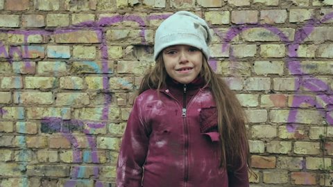 Poor Crying Homeless Girl Standing Near Stock Footage Video (100% ...