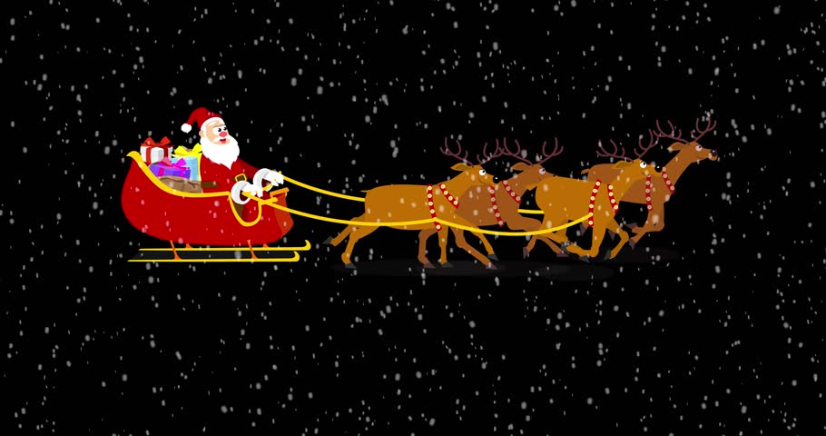 animated santa claus riding sleigh 4 Stock Footage Video (100% Royalty ...