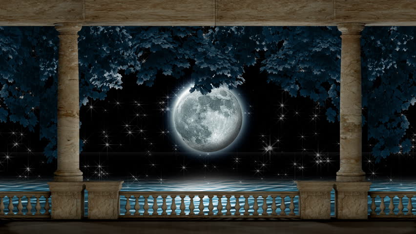 moonlit lake scene huge full moon Stock Footage Video (100% Royalty ...