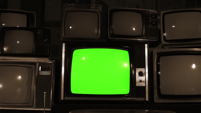 old tv green screen stack retro Stock Footage Video (100% Royalty-free ...