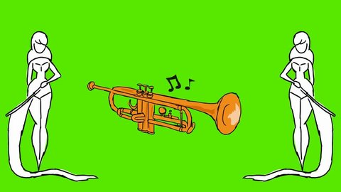 Trumpet 2d Hand Drawn Animation Stock Footage Video (100% Royalty-free ...