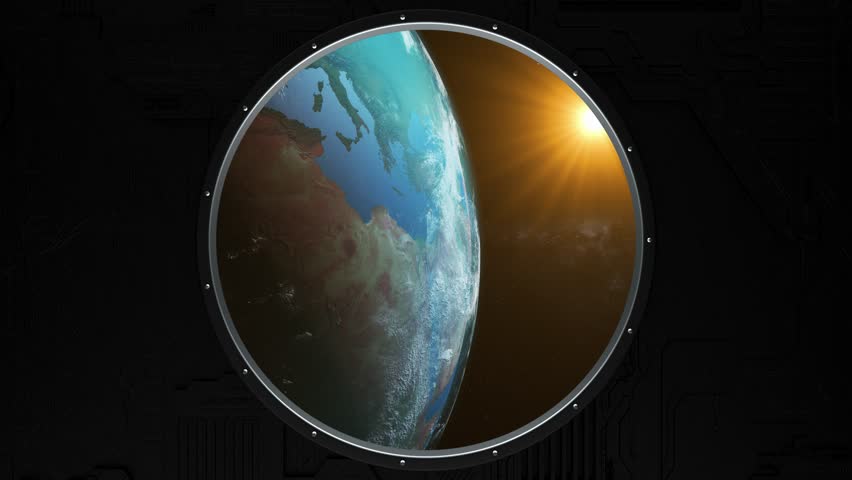realistic view earth through window spaceship Stock Footage Video (100% ...