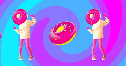 minimal animation design donut dancer girl Stock Footage Video (100% ...