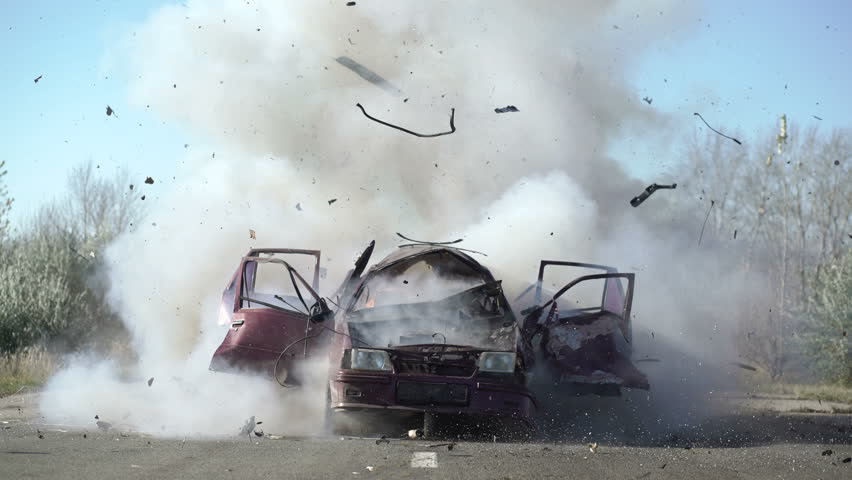 Car Explosion On the Road. Stock Footage Video (100% Royalty-free ...