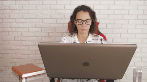 Stressed Business Woman Biting Computer Keyboard Stock Photo 69485266 ...