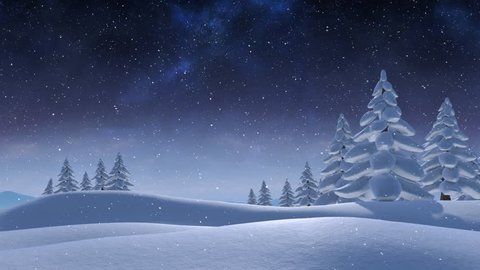 Digital Composite Winter Scenery Falling Snow Stock Footage Video (100% ...