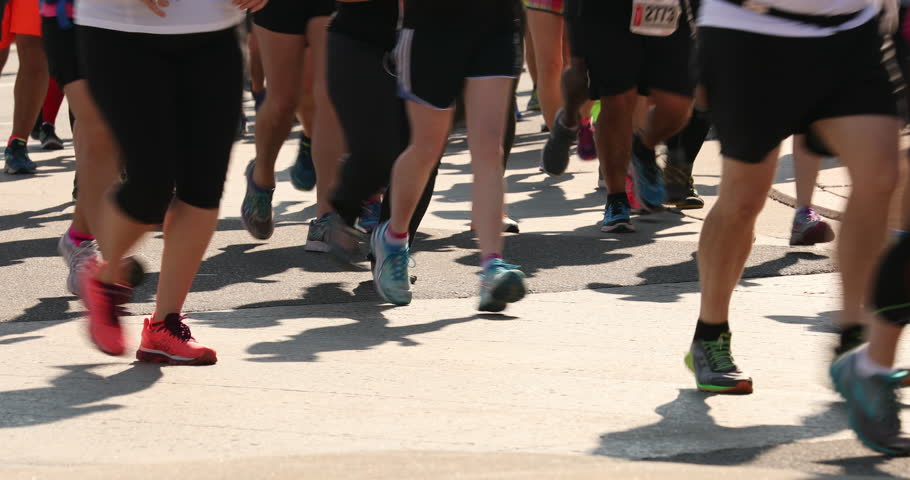 Close up of Marathon Runners Stock Footage Video (100% Royalty-free ...