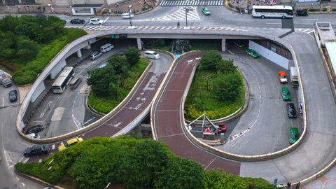 Timelapse Overview Zoom Motion Rotary Bus Stock Footage Video (100% ...