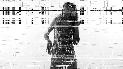 Beautiful Disco Dancer Overlayed Technology Distortion Stock Footage ...