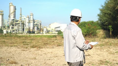 Engineer Working Petrochemical Plant Oil Gas Stock Footage Video (100% ...