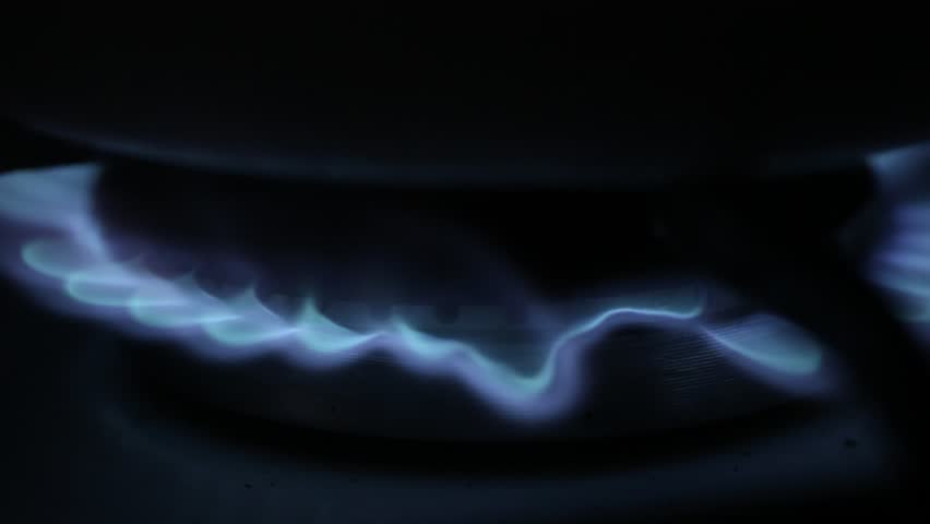 gas burner fire on dark background Stock Footage Video (100% Royalty ...