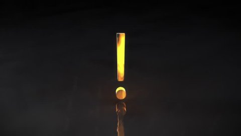 Fire Exclamation Mark Falling Letters Reveal Stock Footage Video (100% ...