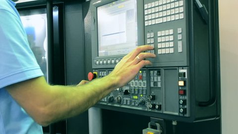 Person Works Behind Control Panel Production Stock Footage Video (100% ...