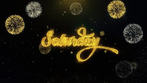 Saturday Written Gold Glitter Particles Spark Stock Footage Video (100% ...