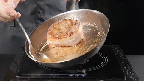 Meat Steak Fried Oil Grease On Stock Footage Video (100% Royalty-free ...