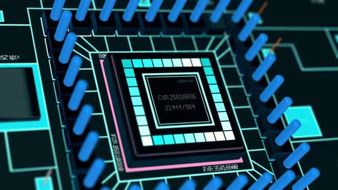 Modern Computer Processor Cpu Animated Close Stock Footage Video (100% ...
